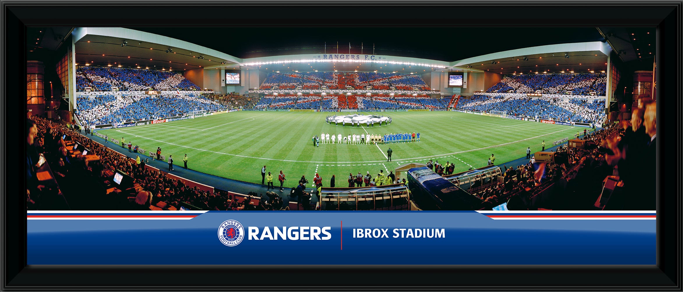 30x11" Ibrox Union Jack Flags Panoramic Framed Photograph – Arena ...