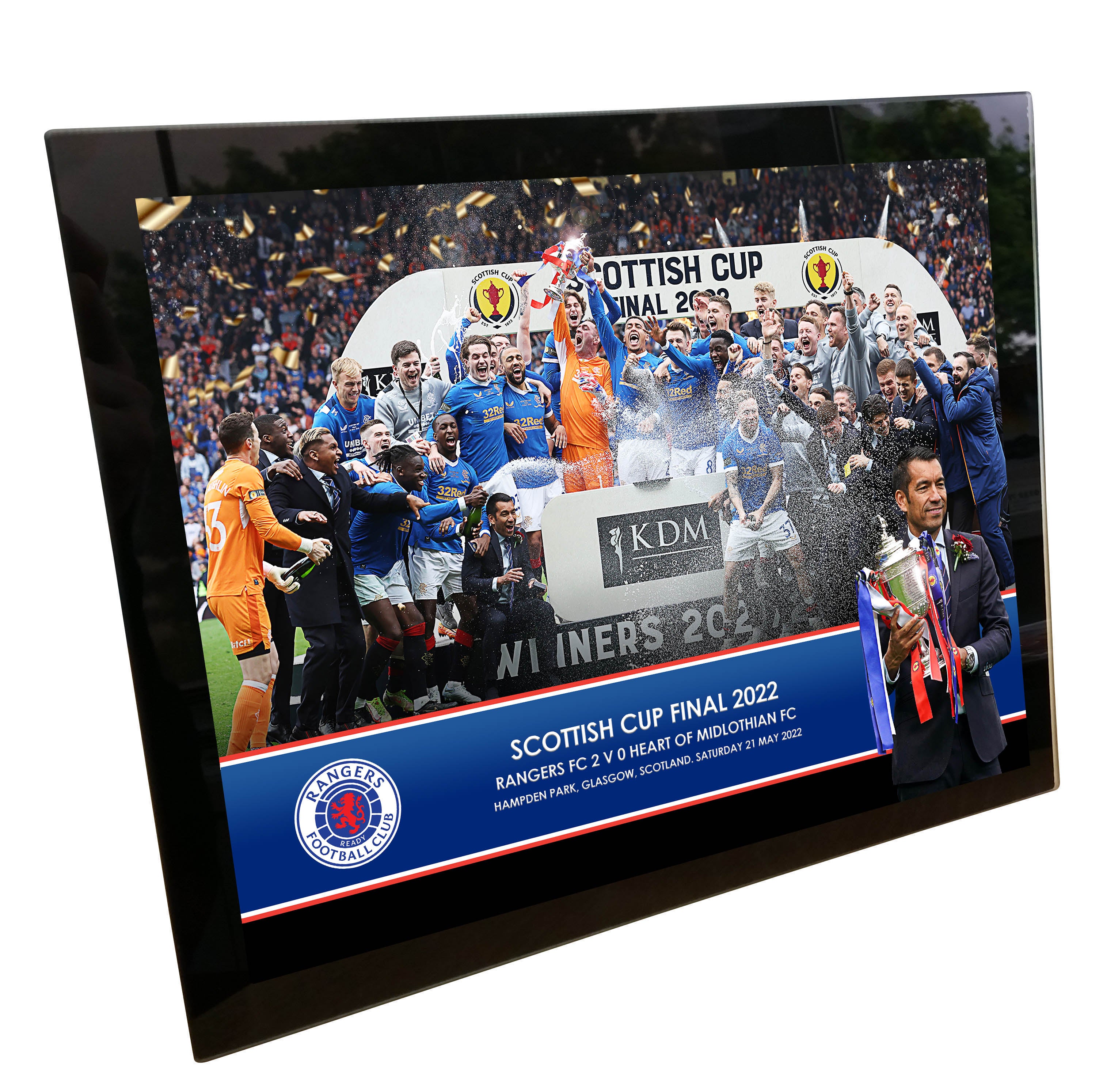 Rangers 8x6" Rangers Scottish Cup Final Winners 2022 Glass Frame ...